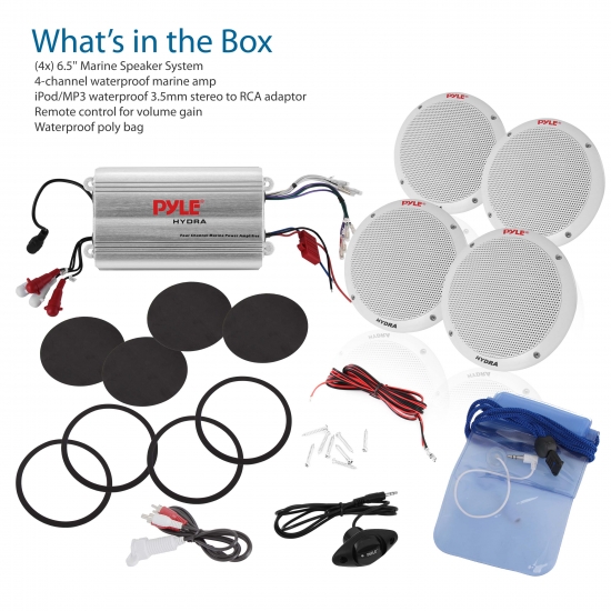 Pyle - PLMRKT4A - Marine and Waterproof - Amplifier & Speaker Kits