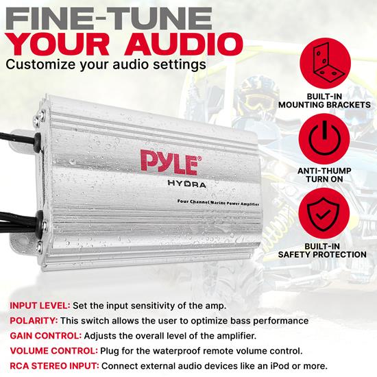 Pyle - PLMRMP3A - Marine and Waterproof - Vehicle Amplifiers - On the Road - Vehicle Amplifiers