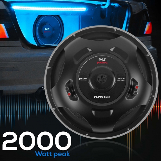 Pyle - PLPW15D - Marine and Waterproof - Vehicle Subwoofers - On the Road - Vehicle Subwoofers