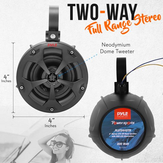 Pyle - PLUTV45BTR - Marine and Waterproof - Vehicle Speakers - On the Road - Vehicle Speakers